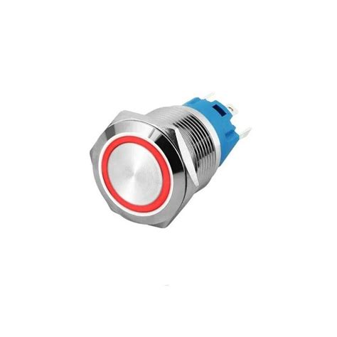 Flat Head 22MM 220V Ring Type Non Latching Green Metal Push Button Waterproof Switch With Led