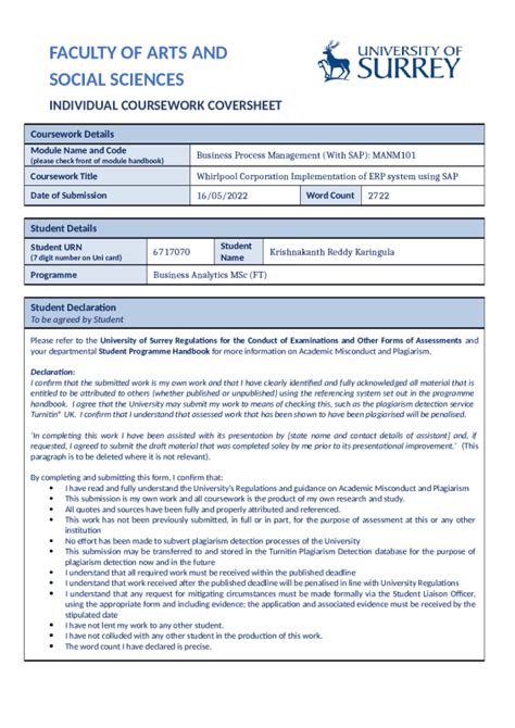 Whirlpool Corporation Implementation Of Erp System Using Sap