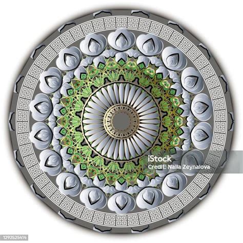 빈티지 카모마일 만다라 무늬 벡터 장식 그리스 꽃 배경 패턴 배경 고대 그리스 키 구안 장식 기하학적 현대 디자인 오래된 스타일의 꽃 잎 프레임 0명에 대한 스톡 벡터 아트