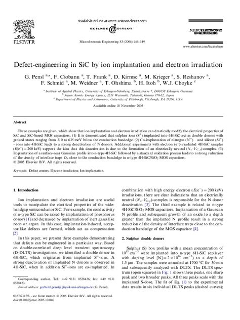 Pdf Defect Engineering In Sic By Ion Implantation And Electron Irradiation