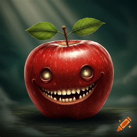 A Photorealistic Distorted Orange With Creepy Human Eyes And A Wide Menacing Smile Revealing