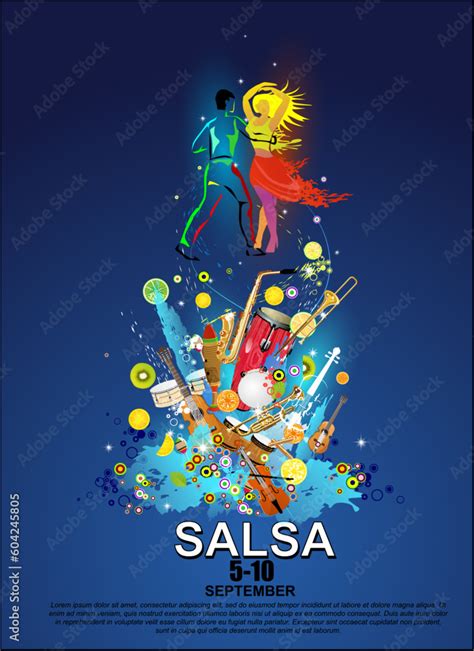 The Salsa Party Poster The Vector Background Of Salsa Dance The Salsa
