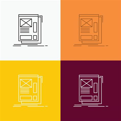 wire framing web layout development icon over various background line style design