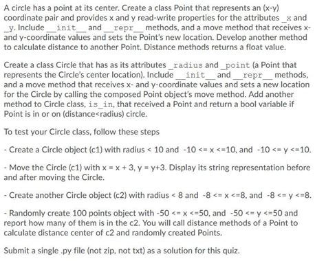 Solved A Circle Has A Point At Its Center Create A Class