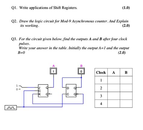 Solved Q1 Write Applications Of Shift Registers 10 Q2 Draw The Logic Circuit For Mod 9