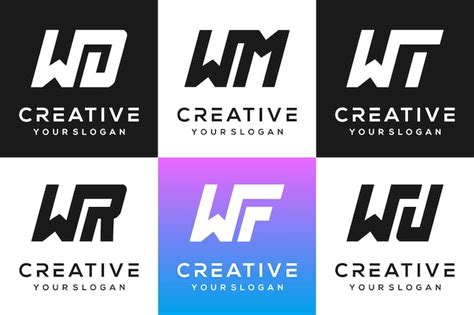 편지 W 현대 로고 디자인 세트 프리미엄 벡터