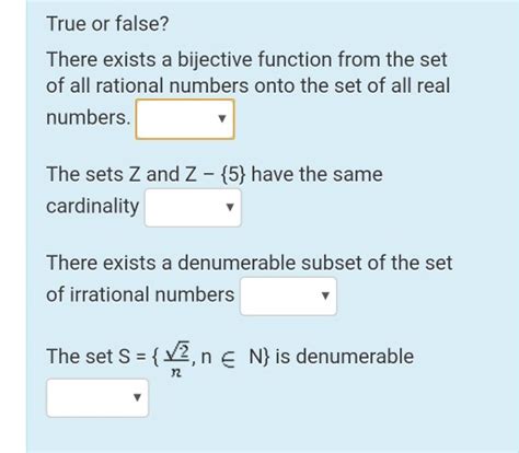 Solved True Or False There Exists A Bijective Function From