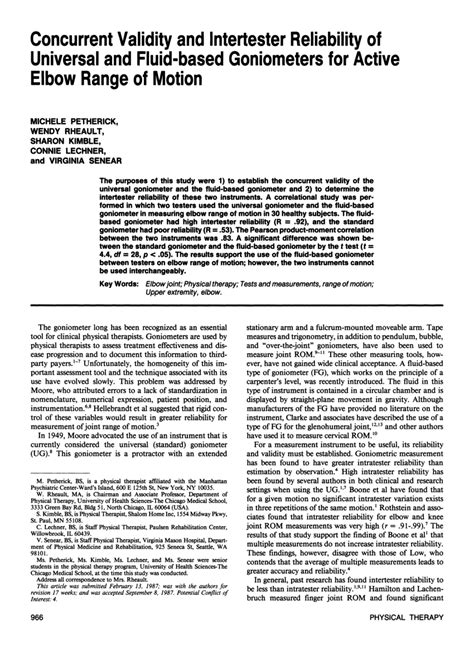 Pdf Concurrent Validity And Intertester Reliability Of Universal And