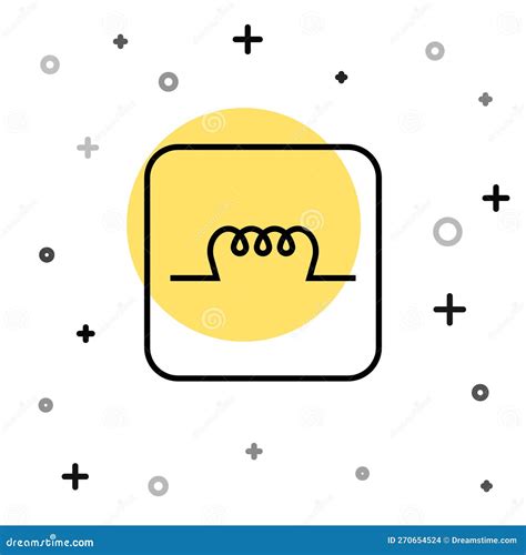 Black Line Inductor In Electronic Circuit Icon Isolated On White Background Random Dynamic