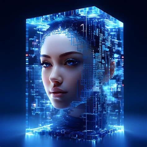 Premium Photo A Womans Face Is Shown In Front Of A Cube That Says
