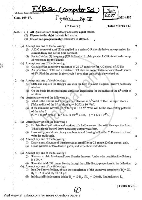 physics 2 2016 2017 b sc computer science idol correspondence 1st year fybsc question