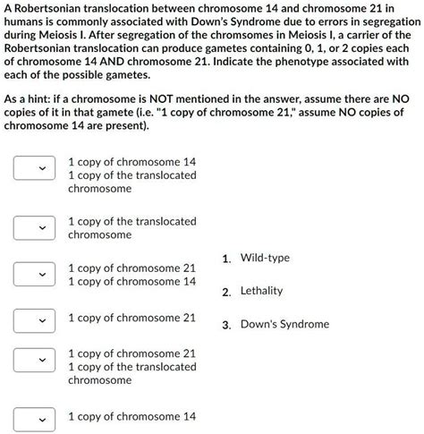 SOLVED A Robertsonian Translocation Between Chromosome 14 And