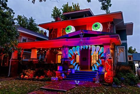 Colorful Haunted House Design Halloween House Lights Outdoor House