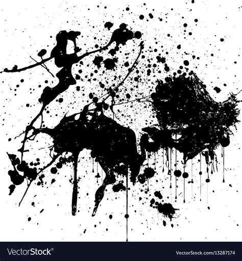 Black Ink Splatter Background Isolated On White Vector Image