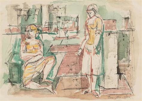 Bror Utter 1913 1993 Two Figures 1956 Watercolor Oct 26 2019 Vogt Galleries Texas In Tx