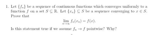 Solved Let Fn Be A Sequence Of Continuous Functions Chegg