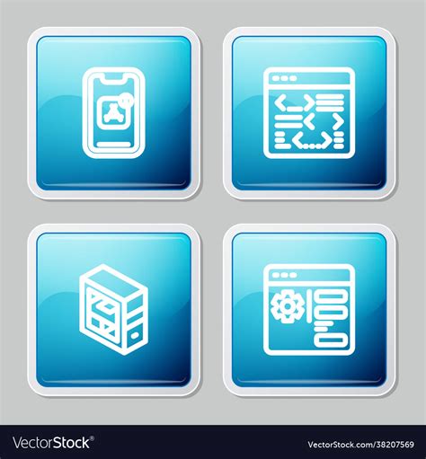 Set Line Mobile Apps Software Computer Royalty Free Vector