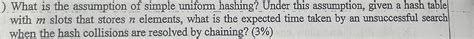 Solved What Is The Assumption Of Simple Uniform Hashing