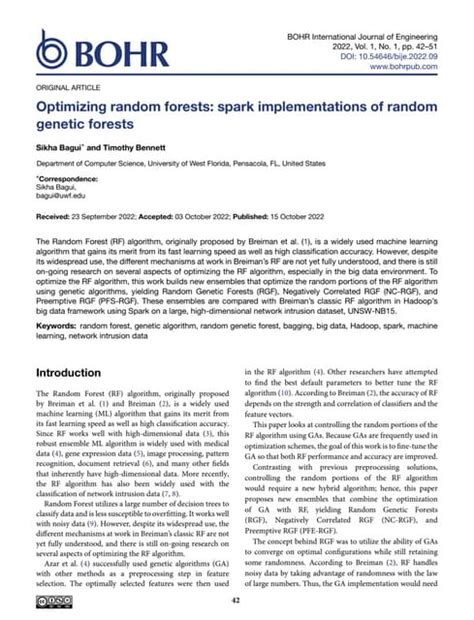 Optimizing Random Forests Spark Implementations Of Random Genetic