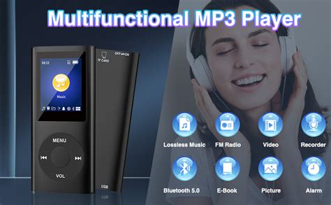 Amazon Com Portable MP3 Player With Bluetooth 5 0 Music Player With 32GB TF Card HiFi Speaker