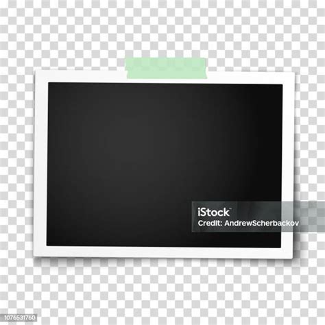 현실적인 벡터 사진 프레임 스티커 테이프에 직선 가장자리 가로로 배치 템플릿 사진 디자인입니다 0명에 대한 스톡 벡터 아트 및 기타 이미지 Istock