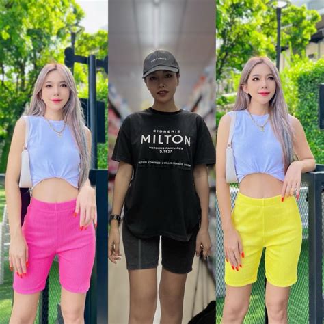 No85 กางเกงขาสั้น สามส่วน ไบเกอร์ ผ้าเกรดพรีเมี่ยม มีไซส์s Xl สาวอวบ Shopee Thailand