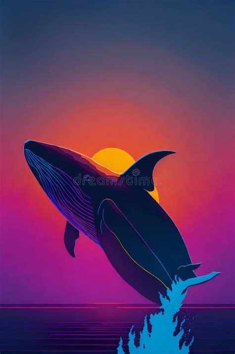 Silhouette Of Whale And Sunset Scene Stock Illustration Illustration