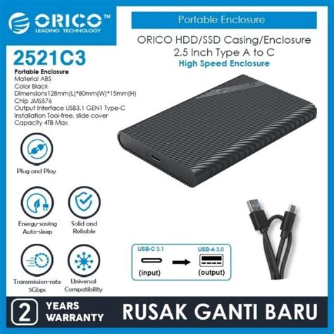 Promo 100 Produk Ori Orico Hdd Ssd Casing Enclosure 2 5 Inch Type A To C 2521c3 Diskon 23 Di