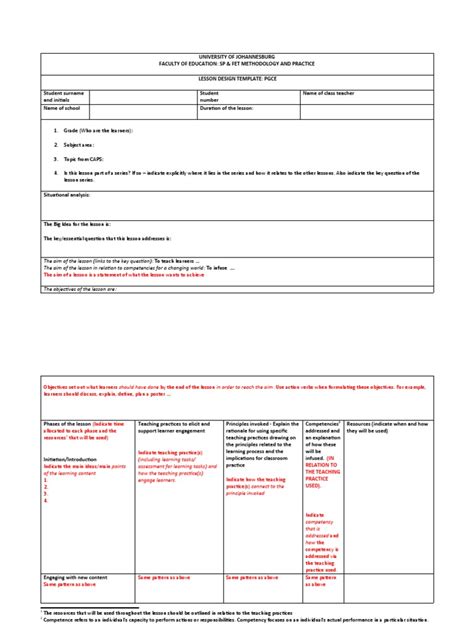 2023 Pgce Lesson Design Template Ems Pdf Learning Cognitive