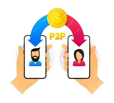 Premium Vector Peer To Peer Trading P2p Lending Cryptocurrency Virtual Transaction Between Two