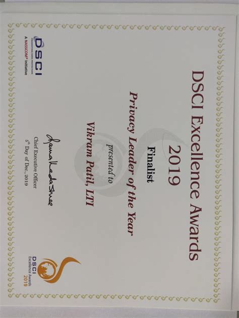 Vikram Patil On Linkedin I Received The Data Security Council Of India Finalist Award For The