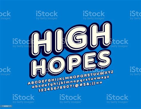 벡터 트렌디 한 배너 3d 글꼴 높은 희망 복고풍 스타일의 알파벳 고풍스런에 대한 스톡 벡터 아트 및 기타 이미지 고풍스런 과녁 긍정적인 감정 표현 Istock