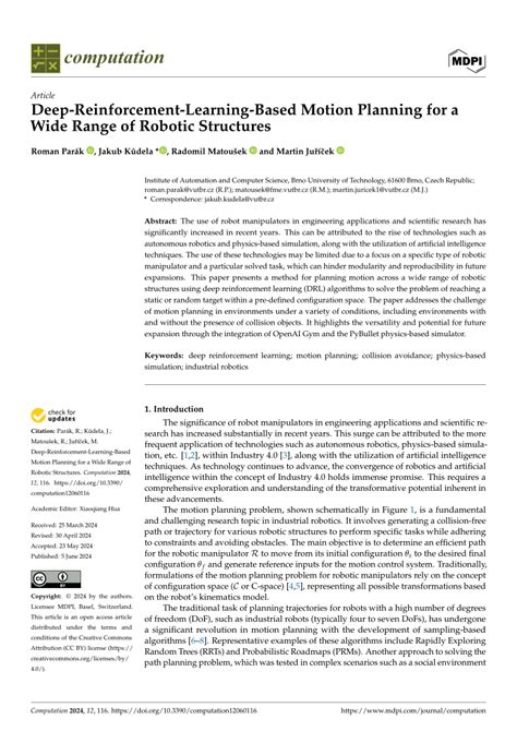 Pdf Deep Reinforcement Learning Based Motion Planning For A Wide Range Of Robotic Structures
