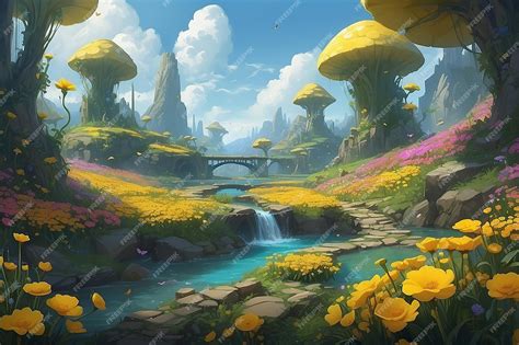Premium Photo Fantastical Realm Video Game Environment Concept Art