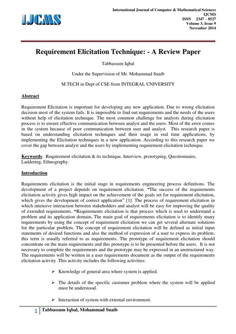 Pdf Requirement Elicitation Technique A Review Paper