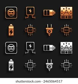Set Processor Microcircuits Cpu Ampere Meter Stock Vector Royalty Free