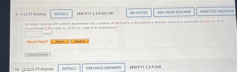 Solved An Object Moving With Uniform Acceleration Has A Chegg