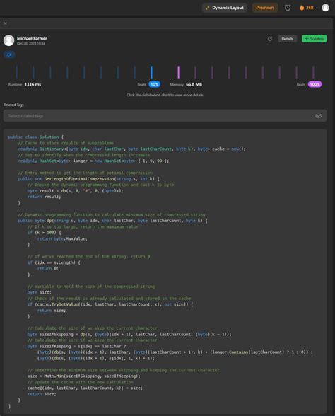 Michael Farmer On Linkedin Day 368 Of Daily Leetcode 1531 String Compression Ii