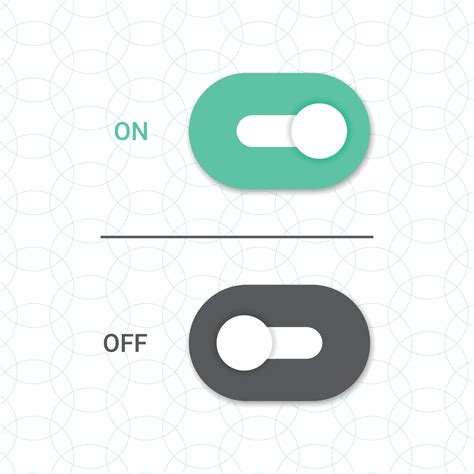On And Off Toggle Switch Buttons Material Design Switch Buttons Vector Illustration