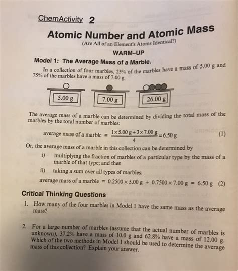Solved ChemActivity Atomic Number And Atomic Mass Are All Chegg