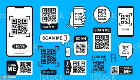 Qr 코드 스캔 세트 텍스트를 스캔합니다 스마트폰 사용 Qr 코드 아이콘을 스캔합니다 벡터 그림입니다 휴대폰 앱에 대한 스톡 벡터 아트 및 기타 이미지 Istock