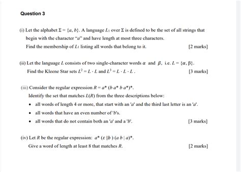 Solved i Let the alphabet Σ a b A language L over Σ is Chegg