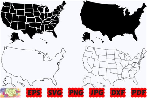 Usa Map Svg America Map Svg State Svg Graphic By