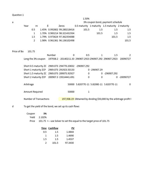 Problem Set 1 Solutions Pdf Bonds Finance Arbitrage