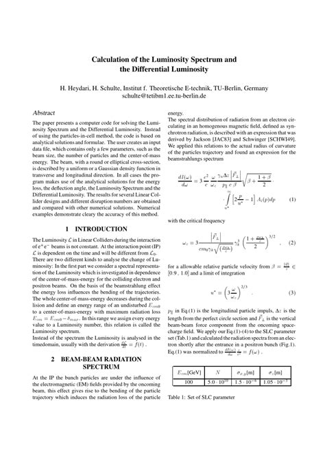Pdf Calculation Of The Luminosity Spectrum And The Differential
