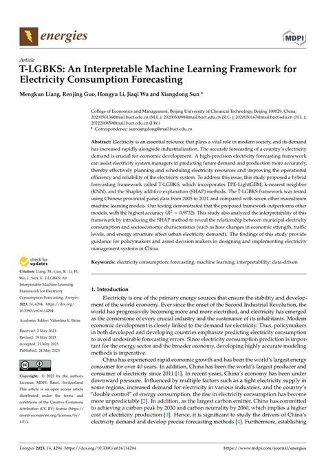 Pdf T Lgbks An Interpretable Machine Learning Framework For Electricity Consumption Forecasting