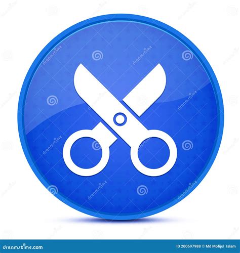 Scissors Aesthetic Glossy Blue Round Button Abstract Stock Illustration Illustration Of Paper