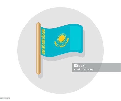 막대기 깃발에 흔들리는 카자흐스탄 벡터 카자흐스탄 국가 아이콘 플래그 카자흐스탄의 국기에 대한 스톡 벡터 아트 및 기타 이미지 카자흐스탄의 국기 0명 가지 식물 부위