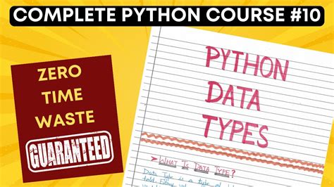 Python Data Types With Handwritten Notes In Hindi Python Tutorial 10 Youtube