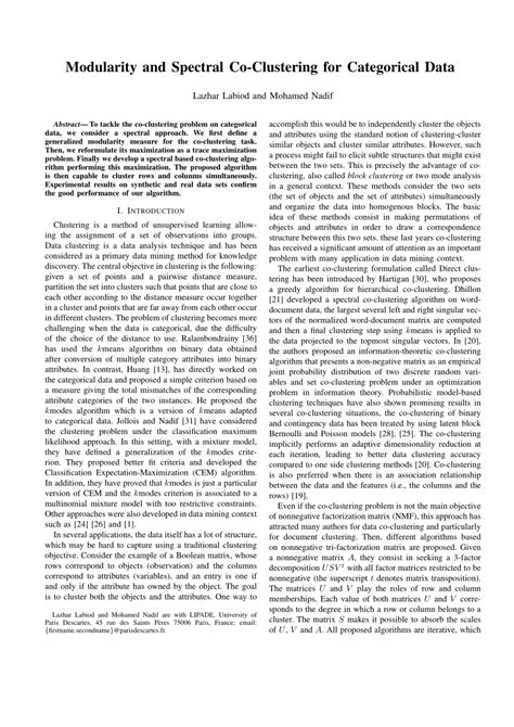 Pdf Modularity And Spectral Co Clustering For Categorical Data